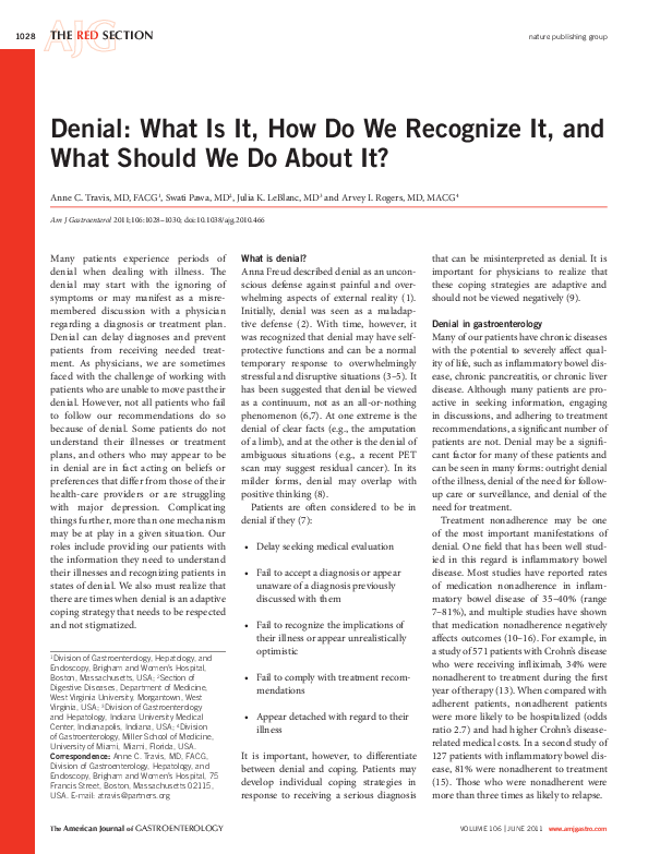 (PDF) Denial: What Is It, How Do We Recognize It, and What Should We Do ...