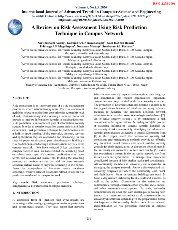 (PDF) A Review on Risk Assessment Using Risk Prediction Technique in ...