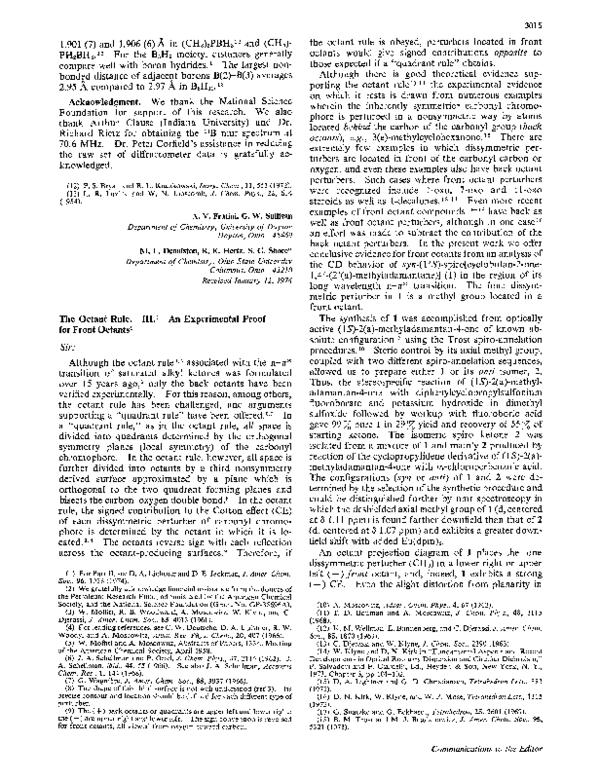 (PDF) Octant rule. III. Experimental proof for front octants
