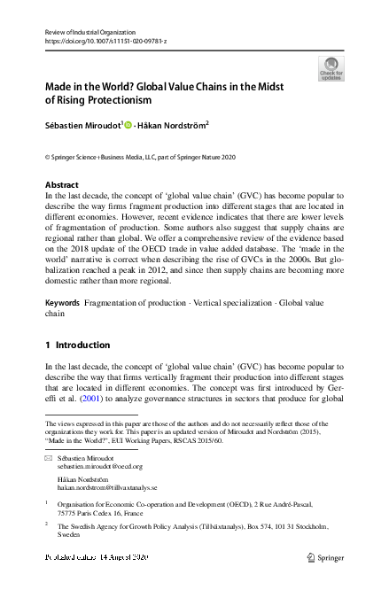 (PDF) Made in the World? Global Value Chains in the Midst of Rising ...