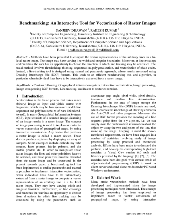 (PDF) Benchmarking: an interactive tool for vectorization of raster images