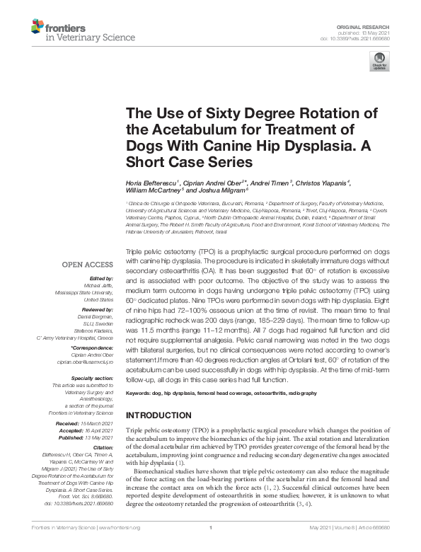 (PDF) The Use of Sixty Degree Rotation of the Acetabulum for Treatment ...