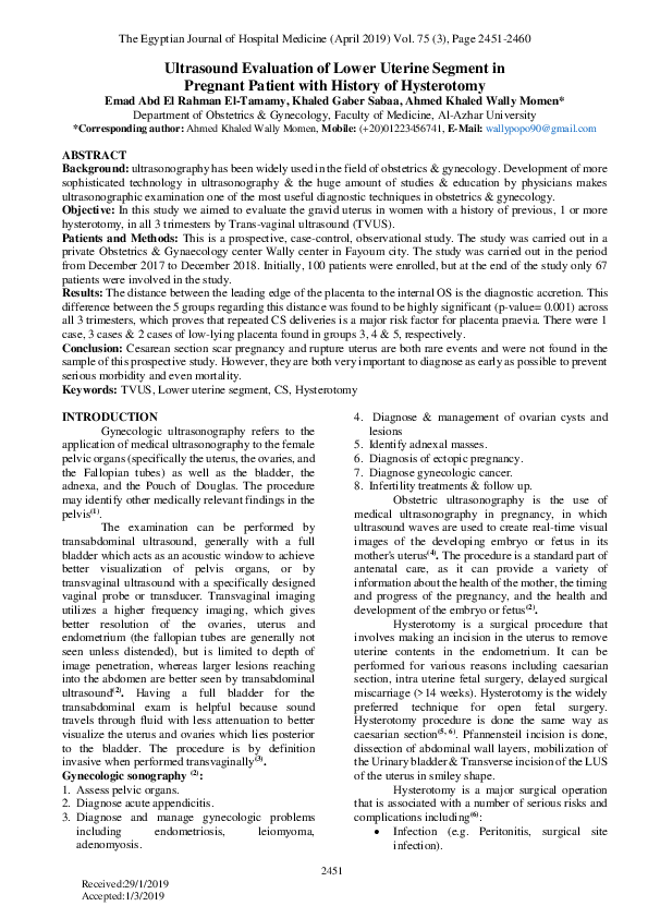 (PDF) Ultrasound Evaluation of Lower Uterine Segment in Pregnant ...