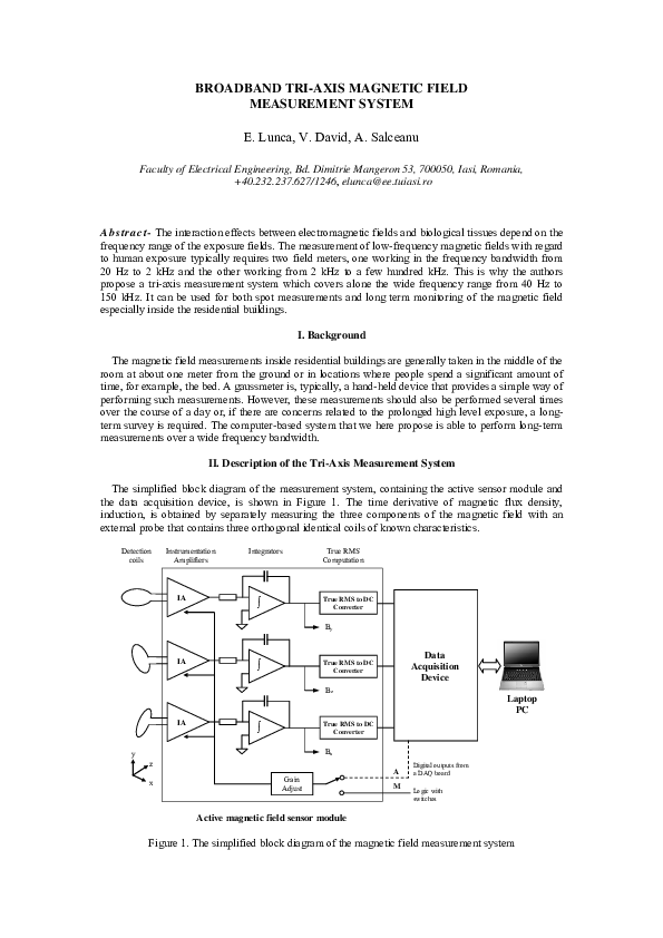 (PDF) Broadband Tri-Axis Magnetic Field Measurement System