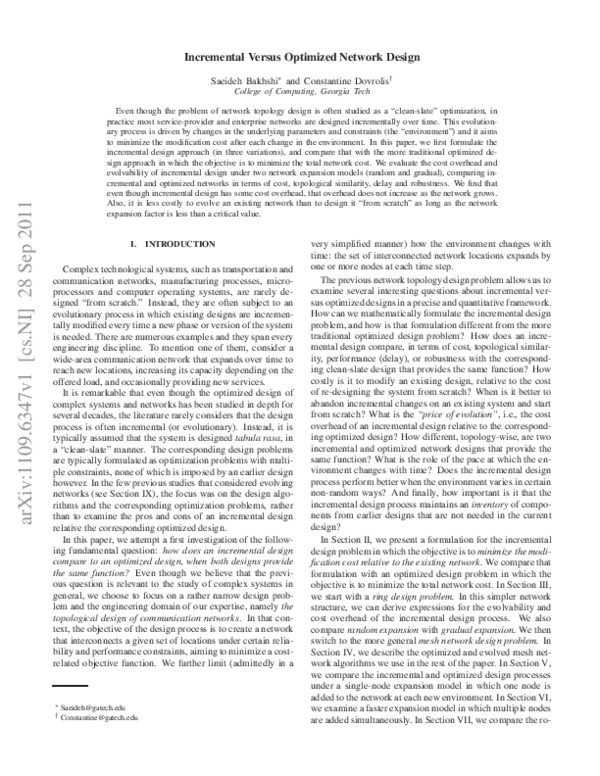 (PDF) Incremental Versus Optimized Network Design