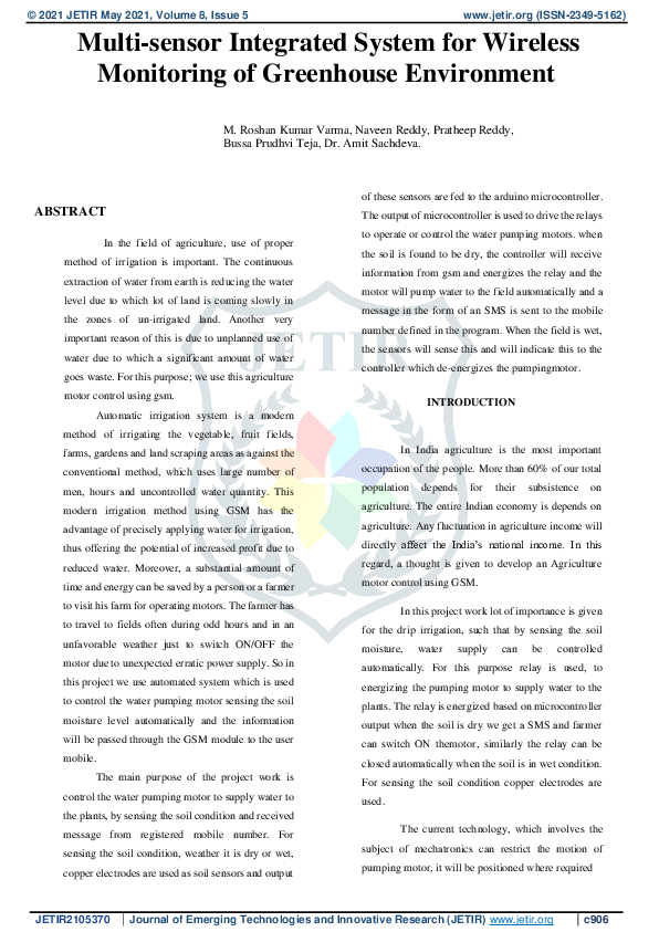 (PDF) Multi-sensor Integrated System for Wireless Monitoring of Greenhouse Environment