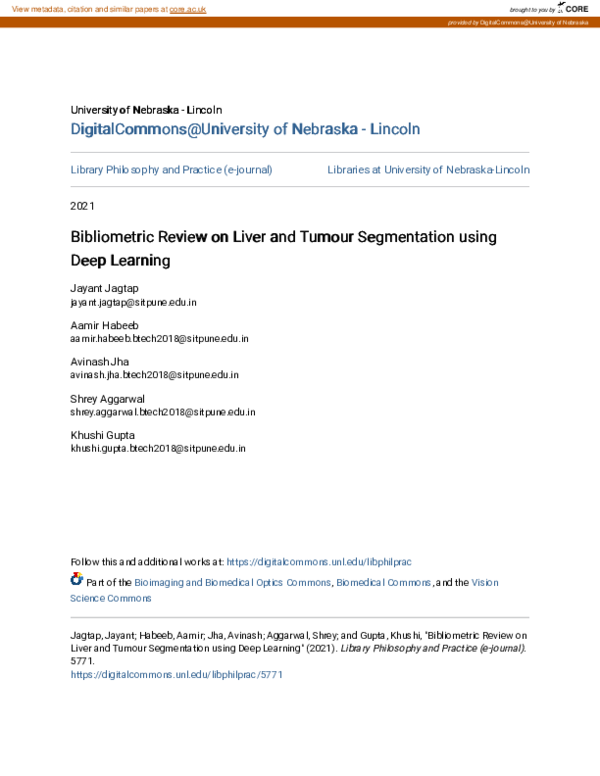 Pdf Bibliometric Review On Liver And Tumour Segmentation Using Deep