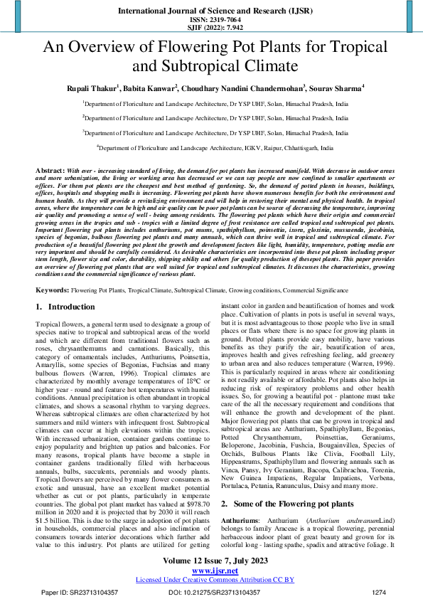 (PDF) An Overview of Flowering Pot Plants for Tropical and Subtropical ...