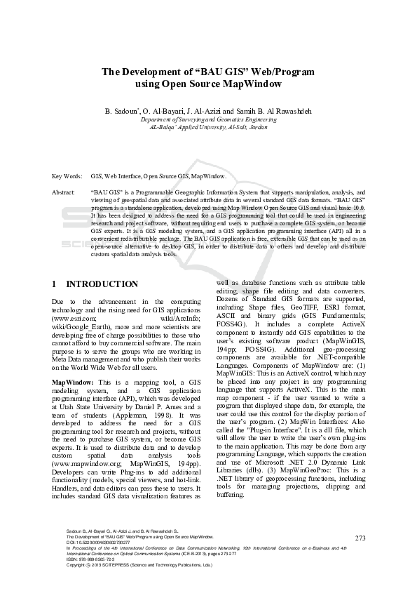 (PDF) The Development of ``BAU GIS'' Web/Program using Open Source MapWindow