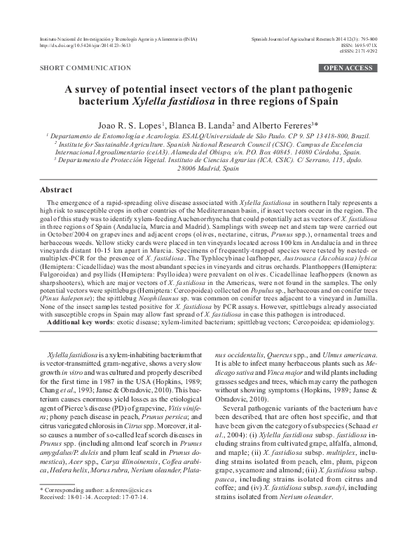 (PDF) Short communication. A survey of potential insect vectors of the ...
