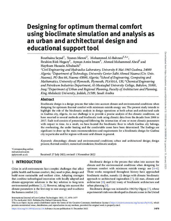 (PDF) Designing for optimum thermal comfort using bioclimate simulation ...