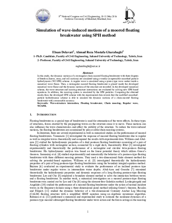Pdf Dynamic Simulation Of Moored Floating Breakwater Using Sph