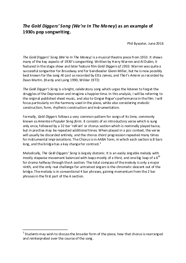 (PDF) The Gold Diggers' Song (We're In The Money) as an example of ...
