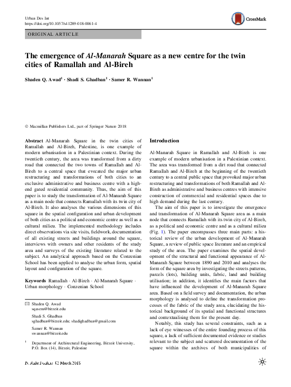 (PDF) The emergence of Al-Manarah Square as a new centre for the twin ...