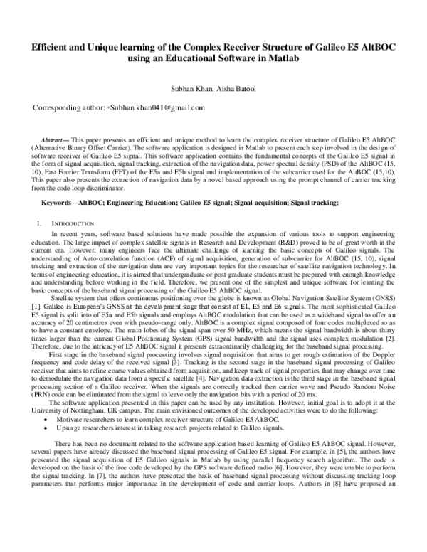 (PDF) Efficient and Unique learning of the Complex Receiver Structure of Galileo E5 AltBOC using ...