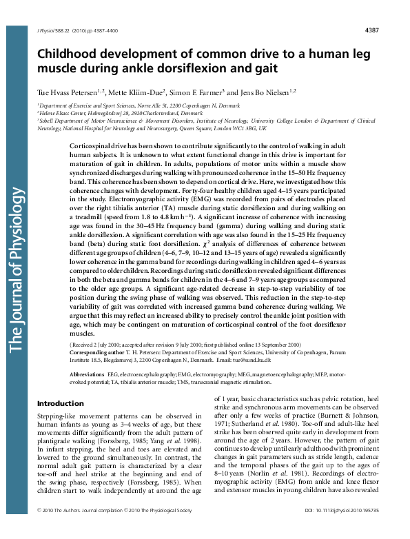 (PDF) Childhood development of common drive to a human leg muscle ...