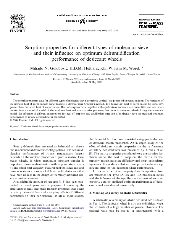 (PDF) Sorption properties for different types of molecular sieve and ...