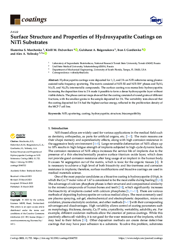 (PDF) Surface Structure and Properties of Hydroxyapatite Coatings on ...