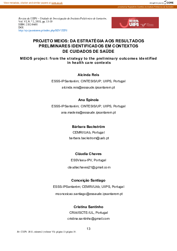 (PDF) MEIOS project: from the strategy to the preliminary outcomes ...