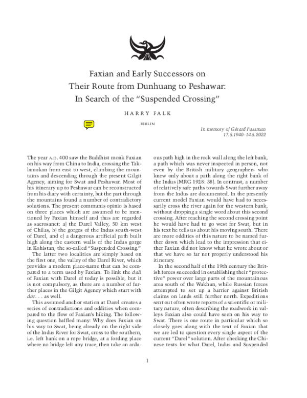 (PDF) Faxian and Early Successors on Their Route from Dunhuang to ...