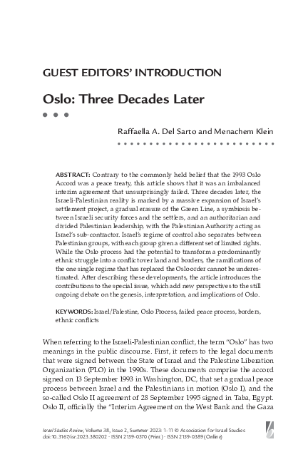 (PDF) Oslo: Three Decades Later