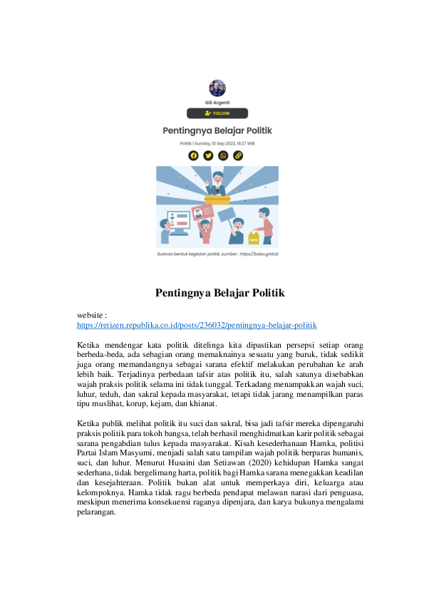 (PDF) Pentingnya Belajar Politik