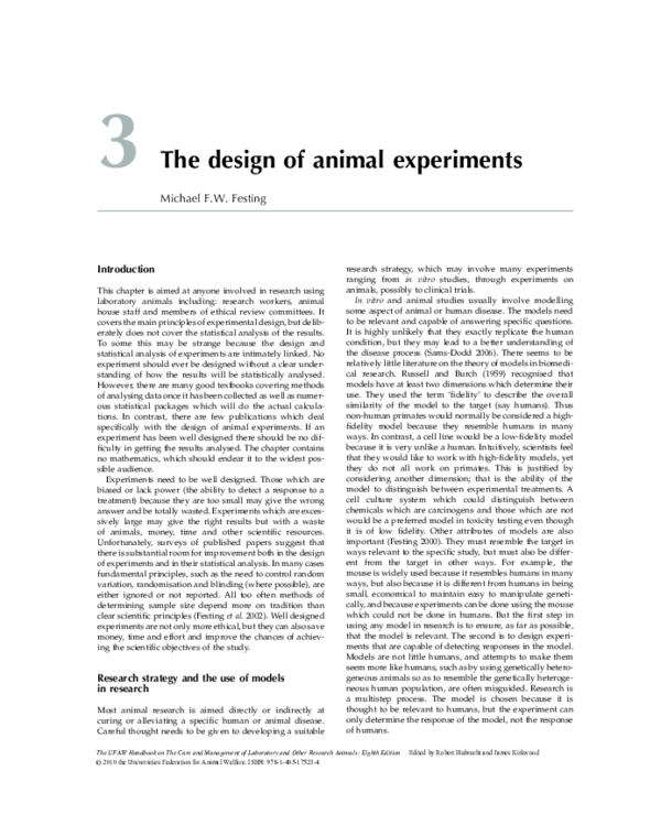 (PDF) The UFAW handbook on the care and management of laboratory animals