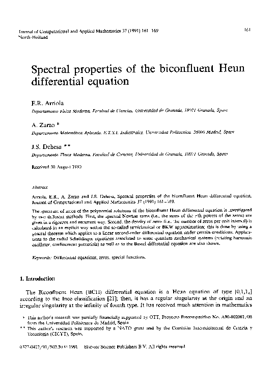 (PDF) Spectral properties of the biconfluent Heun differential equation (PDF) Spectral properties of the biconfluent Heun differential equation