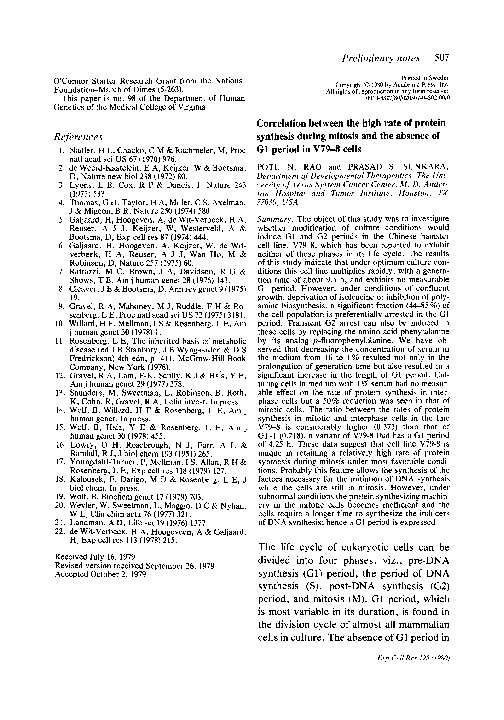 (PDF) Correlation between the high rate of protein synthesis during ...