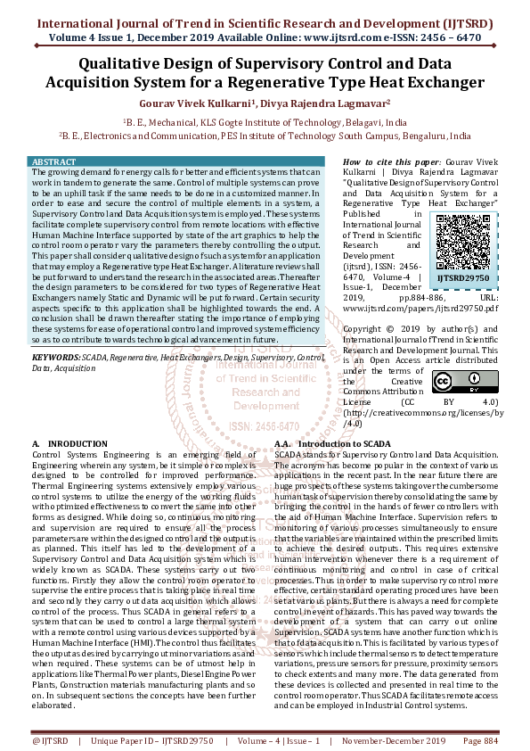 (PDF) Qualitative Design of Supervisory Control and Data Acquisition System for a Regenerative ...