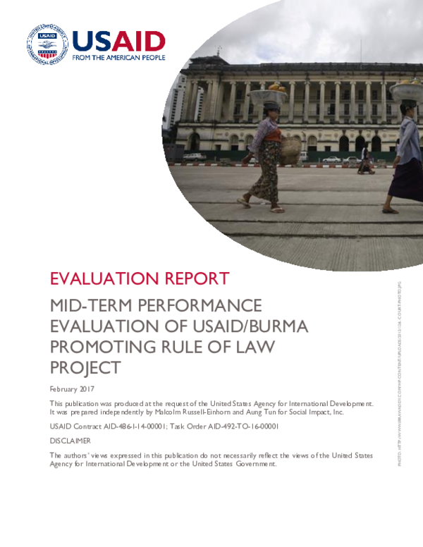 (PDF) EVALUATION REPORT MID-TERM PERFORMANCE EVALUATION OF USAID/BURMA ...