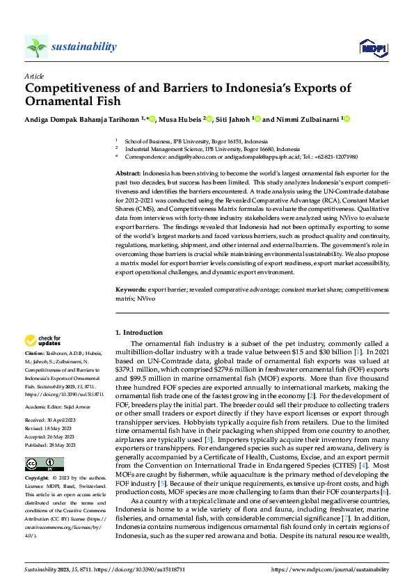 (PDF) Competitiveness of and Barriers to Indonesia’s Exports of ...
