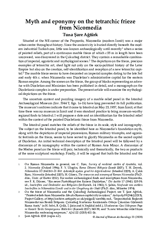 (PDF) Myth and eponymy on the tetrarchic frieze from Nicomedia