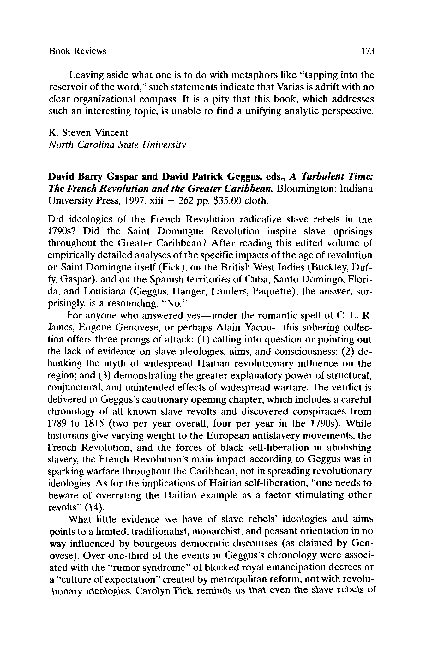(PDF) David Barry Gaspar and David Patrick Geggus, eds., A Turbulent ...