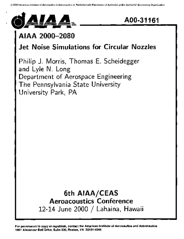 (PDF) Jet noise simulations for circular nozzles