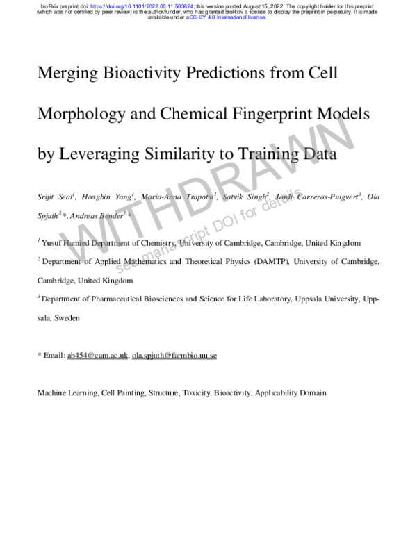 (PDF) Merging Bioactivity Predictions from Cell Morphology and Chemical ...