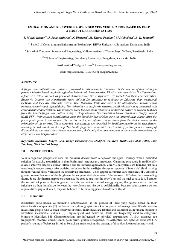 (PDF) Extraction and Recovering of Finger Vein Verification Based on Deep Attribute Representation