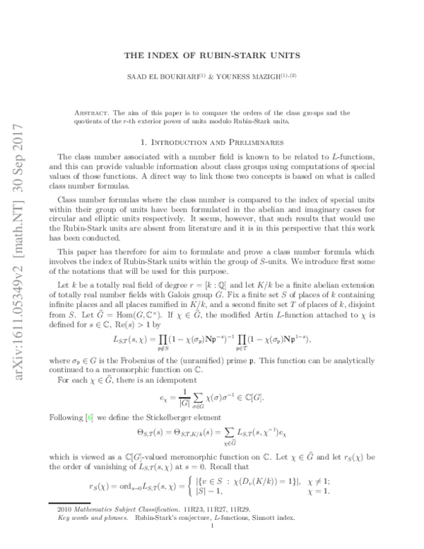 (PDF) The index of Rubin-Stark units