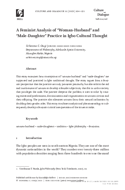 (PDF) A Feminist Analysis of "Woman-Husband" and "Male-Daughter ...