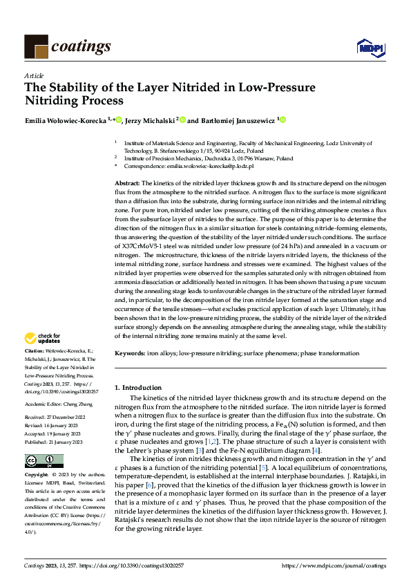 (PDF) The Stability of the Layer Nitrided in Low-Pressure Nitriding Process