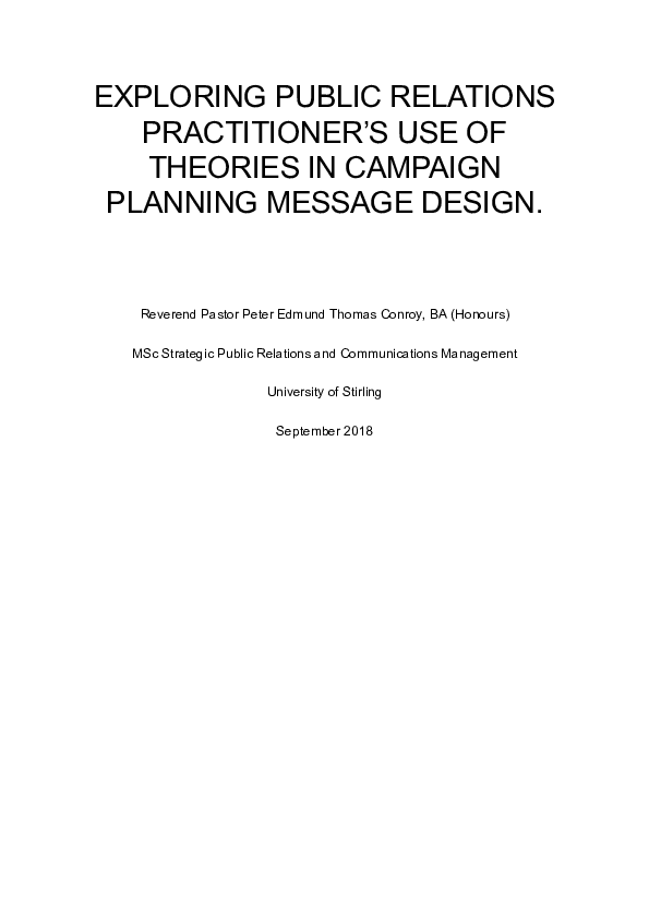 (PDF) Exploring Public Relations Practitioner's use of Theories in ...