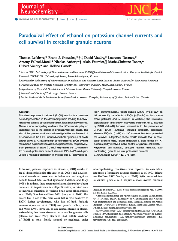(PDF) Paradoxical effect of ethanol on potassium channel currents and ...