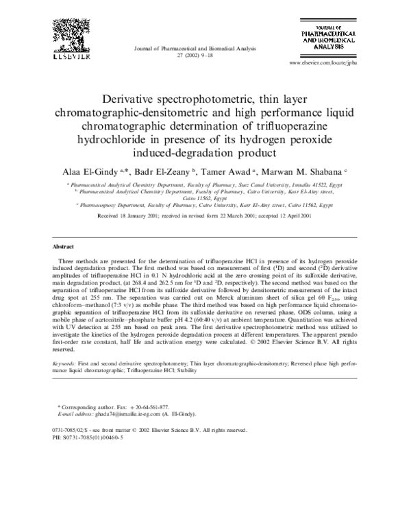 (PDF) Derivative spectrophotometric, thin layer chromatographic ...