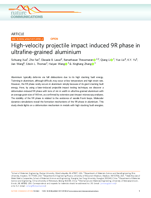 (PDF) High-velocity projectile impact induced 9R phase in ultrafine ...
