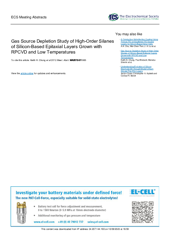 (PDF) Gas Source Depletion Study of High-Order Silanes of Silicon-Based ...