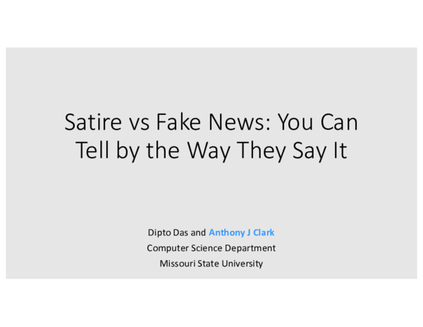 (PDF) Satire vs Fake News: You Can Tell by the Way They Say It