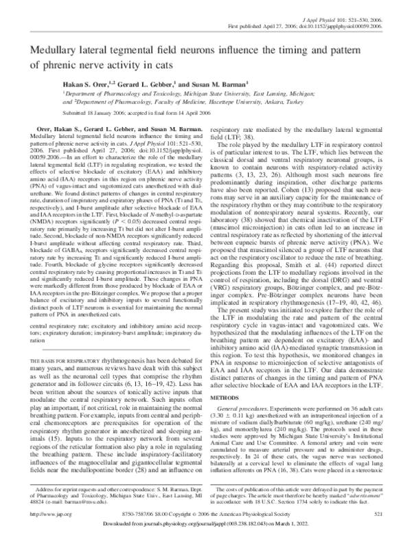 (PDF) Medullary lateral tegmental field neurons influence the timing ...