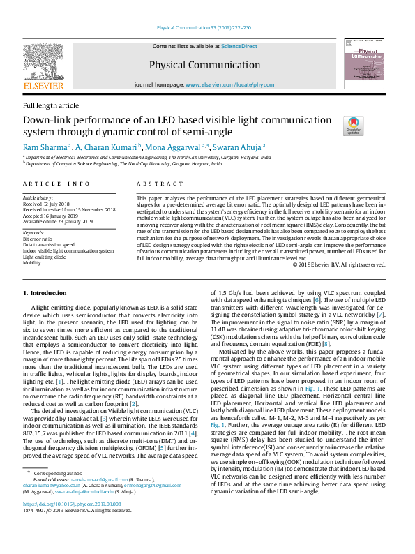 Pdf Down Link Performance Of An Led Based Visible Light Communication System Through Dynamic