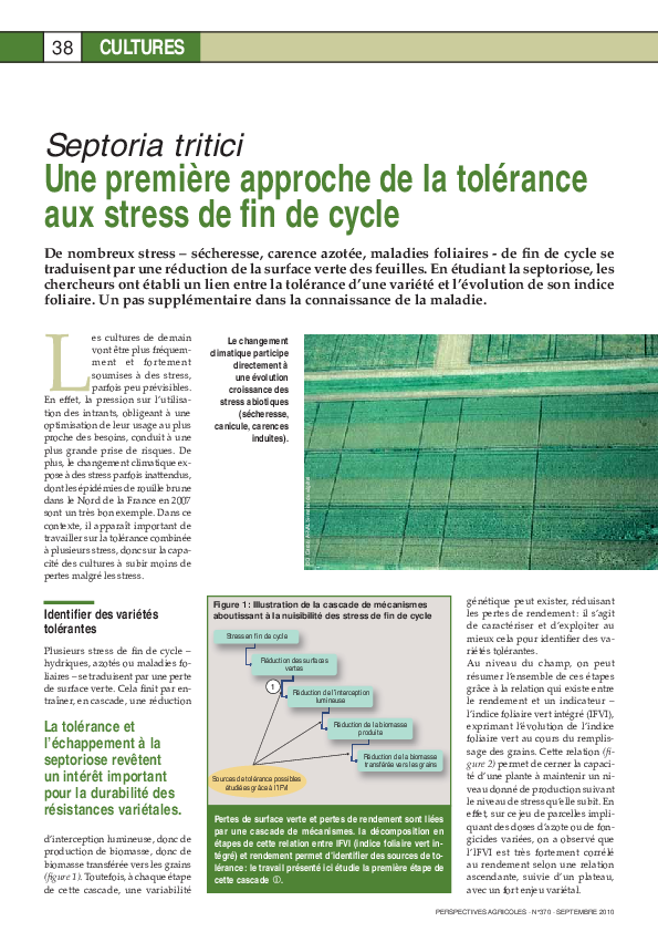 (PDF) Septoria tritici Une première approche de la tolérance aux stress ...