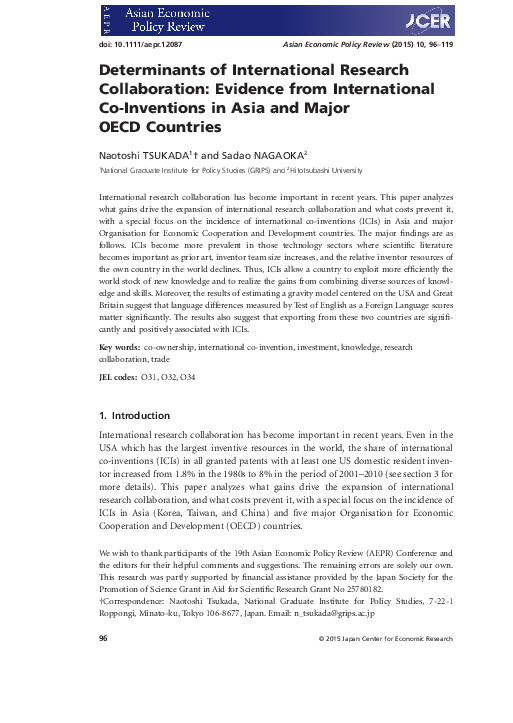 (PDF) Determinants of International Research Collaboration: Evidence ...